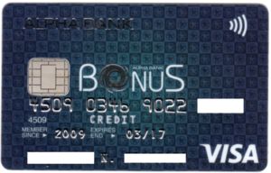 Bank Card: Alpha Bank Bonus Credit Visa (02/15) (ALPHA BANK, GreeceCol ...
