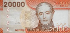 Billete de Banco: 20,000 Pesos (Chile) (2009-2019 Issue) Wor:P-165h