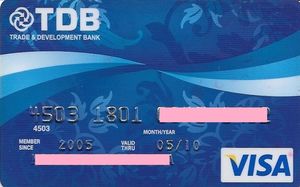 Bank Card: Tdb (Trade & Development bank of Mongolia, MongoliaCol:MN-VI ...