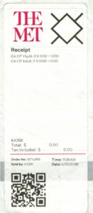 Admission Ticket: Metropolitan Museum of Art - Receipt (United States ...