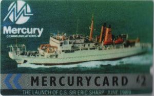 Phonecard: Cable Ship Sir Eric Sharp (June 1989) (Mercury, United Kingdom of Great Britain ...