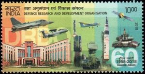 Stamp: 60th Anniversary of DRDO (IndiaMi:IN 3378,Sn:IN 3022,Yt:IN 3067 ...
