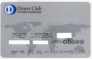 Bank Card: Diners Club INTERNATIONAL citibank (11/09) (Diners Club of ...