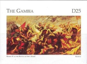 Stamp: Henri IV at the Battle of Ivry, by Rubens (Gambia(Paintings from ...
