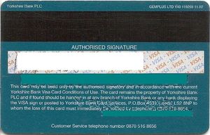 Bank Card: Yorkshire Bank, VISA (11.02) (Yorkshire Bank, United Kingdom ...