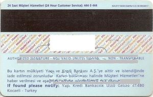 Bank Card: Turkcell (Yapi Kredi Bankasi, Türkiye (Turkey)Col:TR-MC-0080-3