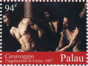 Stamp: "Flagellation of Christ", painting by Caravaggio (Palau(400th ...