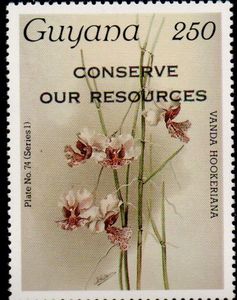 Stamp: Vanda hookeriana - overprinted (Guyana(Conservation of Resources ...