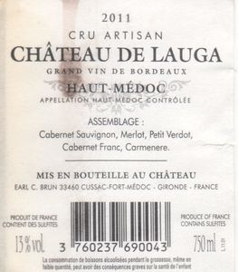 Drink Label: Château de Lauga (Earl C. Brun, FranceCol:FR-WINE-000069