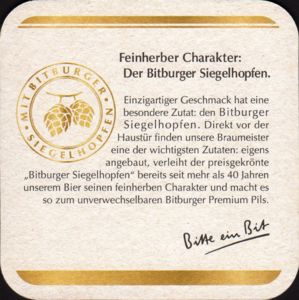 Beer Coaster: Bitburger (Bitburger Brauerei, Germany, Federal ...