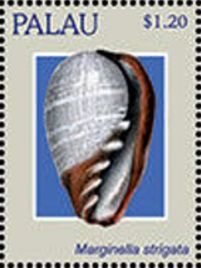 Stamp: Marginella strigata (Palau(Seashells of the Pacific) Mi:PW 3275,Yt:PW 2802