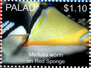 Stamp: White-banded Triggerfish (Rhinecanthus aculeatus) (Palau(Marine ...