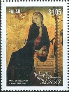 Stamp: "The Annunciation", by Simone Martini (Palau(Christmas 2013) Mi ...