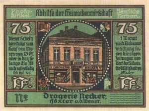 Banknote: 75 Pfennig (German Notgeld(Höxter) GrM:617.1b-6/6