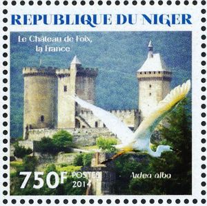 Stamp: Ardea alba and Foix castle (Niger(Castles and birds) Mi:NE 2992 ...