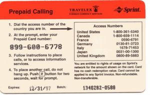 Phonecard: Sprint Prepaid Foncard 40 Units (Travelex) (Sprint (SPR ...