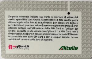 Gift Card: White Card (Alitalia, Italy(Alitalia) Col:IT-Alit-002a