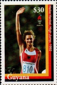 Stamp: Heike Henkel, High Jump, 1992 (Guyana(Olympic and Paraguayan ...
