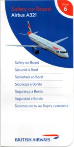 Safety Card: Airbus A321 (British Airways, United Kingdom of Great ...
