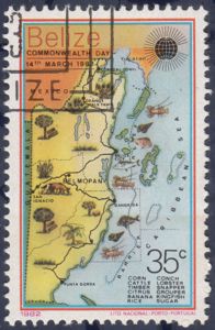 Stamp: Map of Belize (Belize(Commonwealth Day) Mi:BZ 698,Sn:BZ 668,Yt ...
