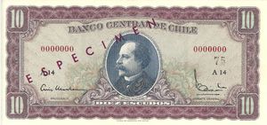 Banknote: 10 Escudos (Chile(1962-1975 ND Issue) Wor:P-139a.1s