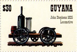 Stamp: John Stephens, 1825 Locomotive (Guyana(History of Trains, Steam ...