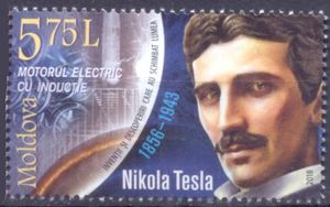 Stamp: Nikola Tesla (1856-1943) - Electric Induction Motor (Moldova ...
