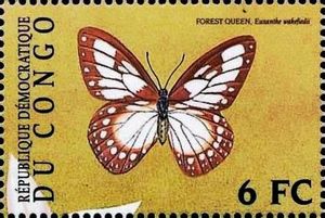Stamp: Forest Queen (Euxanthe wakefieldii) (Congo, Democratic Republic ...