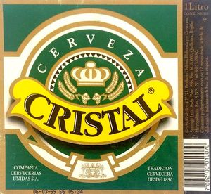 Drink Label: Cristal (Embotelladoras CCU S.A., ChileCol:CL-BEER-000087
