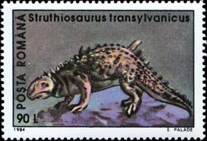 Postzegel: Struthiosaurus transylvanicus (Roemenië(Prehistoric Animals ...