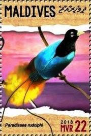 Stamp: Paradisea rudolphi (Maldives(Birds of Paradise (2018)) Mi:MV ...