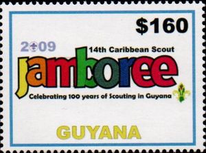 Stamp: Jamboree Emblem (Guyana(Caribbean Scout Jamboree, 14th Ed.) Mi ...