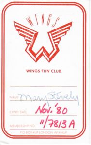 Functional Card: Wings (Paul McCartney) Fun Club (Clubs - Hobby and ...