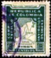 Stamp: Map of Colombia (Colombia(Express Ribon) Mi:CO E4