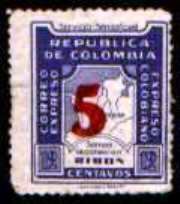 Stamp: Map of Colombia Overprinted (Colombia(Express Ribon) Mi:CO E7