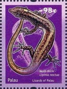 Stamp: Moth Skink (Lipinia noctua) (Palau) (Lizards of Palau) Mi:PW 3162