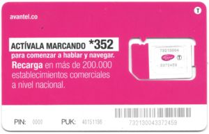Tarjeta Telefónica: Avantel Prepaid SIM Card (Mobile Colombia, Colombia ...