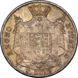 Moeda: 5 Lire (incuse edge text - M) (Itália - Antigos Estados ...