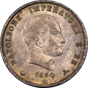 Moeda: 5 Lire (incuse edge text - M) (Itália - Antigos Estados ...