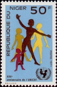 Stamp: UNICEF, 25th Anniversary (NigerMi:NE 311,Sn:NE 251,Yt:NE 256,Sg ...