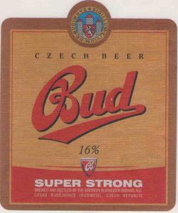 Drink Label: AU3-Bud super strong 16 (Budweiser Budvar, N.C., Czech ...