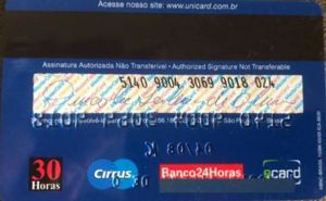 Bank Card: Unicard 30 Horas (Unibanco, BrazilCol:BR-MC-0079