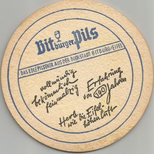Beer Coaster: Bitburger (Bitburger Brauerei, Germany, Federal ...