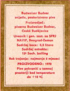 Drink Label: JH07-Budvar (Budweiser Budvar, N.C., Czech RepublicCol:CZ ...