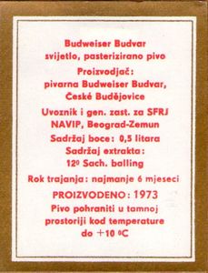 Drink Label: JH10-Budvar (Budweiser Budvar, N.C., Czech RepublicCol:CZ ...