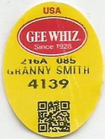 สติ๊กเกอร์ผลไม้: Gee Whiz (สหรัฐอเมริกาCol:US-FR-00303