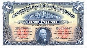 Banknote: 1 Pound Sterling (Scotland(1810-1958 Commercial Bank of ...