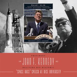 Stamp: "Space Race" Speech by John F. Kennedy (Palau(Famous historic ...