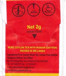 Tea Bag: Saffron Tea Bag Pure Ceylon Tea & Iranian Saffron (Golpeech ...