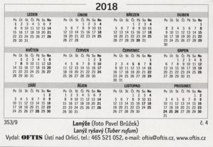 Pocket Calendar: Tuber rufum - 4/9 (Czech Republic(Togo Postage Stamps ...